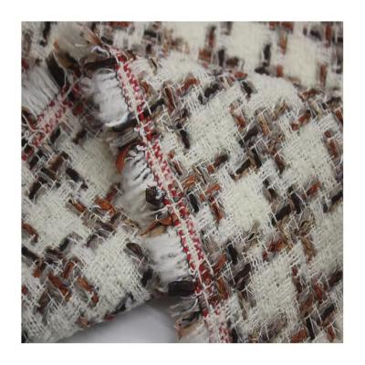China Stock Luxury Yarn Dyed Worsted with Wool Tweed Fabric for Autumn and Winter Dresses Women's Coat Clothing Jack for sale