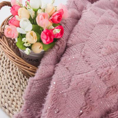 China NO MOQ Customized Design Soft Solid Color Plain Velvet Double Sided Quilted Fabric for sale