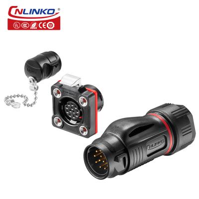 China CNlinko M20 Industrial Waterproof IP68 12 Pin Automotive DC Power Connector Outdoor Electrical Cable Wire Adapter Plastic Plug for sale