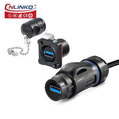 China Cnlinko M24 USB 3.0 Data Connector Panel Mount IP68 Waterproof USB Connector for sale