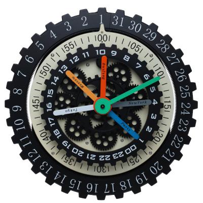 Chine horloge murale multiple classique de vitesse de fuseau horaire de nouvelle conception de 2013 ressorts avec le mouvement mental de quartz d'ABS à vendre