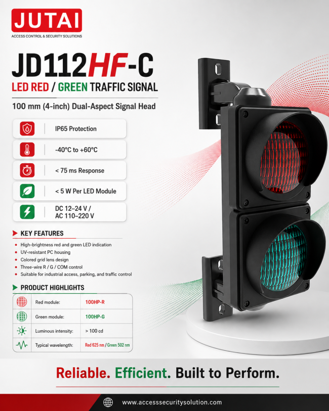 JUTAI JD112HF-C 100mm red and green high-power LED traffic signal light with Fresnel lens for parking barrier gates