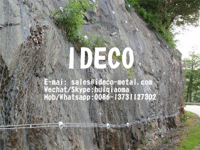 Китай Rope Reinforced Rockfall Nets, Hexagonal Wire Netting Rock Falling Catch Fences for Slope Stabilization, Landslide продается