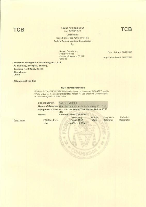 FCC TD - Heyuan Zhonganxie Technology Co., Ltd