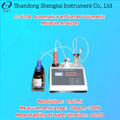 China ST-610A Analisador automático de humedad Karl Fischer con rango de 30 ppm-100% y resolución de 0.01 ml en venta