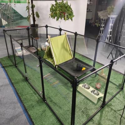 Κίνα Αλουμινίου Floding Pet Playpen σκύλος άσκηση φράχτη 12 Πίνακες Μαύρο 65 x 91 cm Σχήμα Σκληρό προς πώληση
