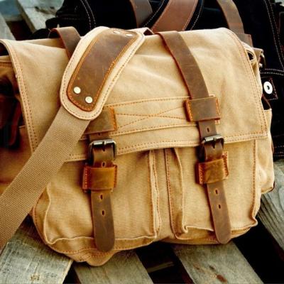 Cina Zaino d'annata di Brown della borsa del messaggero della tela del cotone di viaggio staccabile in vendita
