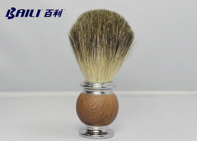 Cina Femmina maschio del tasso di Baili dei capelli di rasatura della spazzola della maniglia di legno bagnata pura di Brown in vendita