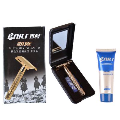Cina Vintage Mens Boxed Stainless Steel Double Edge Safety Razor with Shaving Cream in vendita