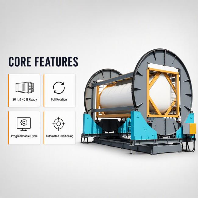 Heavy-duty ISO tank container rotator turning machine for 20ft and 40ft tank welding, cleaning and maintenance