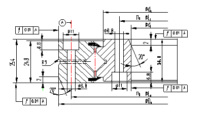 Piattaforma girevole della macchina utensile di XSU080168 130x205x25.4mm che sopporta i cuscinetti robot del carico radiale assiale di precisione