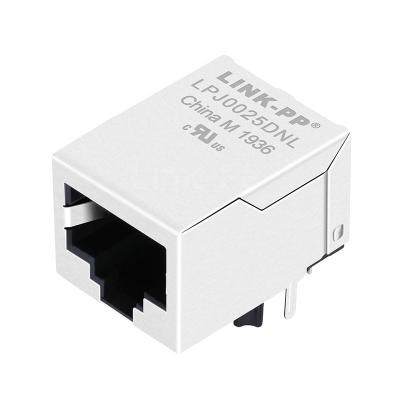 Китай Обе стороны LU1S516 LF совместимая с LINK-PP LPJ0025DNL 10/100 Base-T Tab Down без светодиода 1 порт защищенный RJ 45 магнитный разъем продается