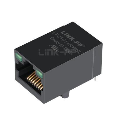 Китай Molex 48025-2090 совместимый LINK-PP LPJ1014NWNL 1000 Base-T 1x1 Port Unshielded Jack RJ45 Connector Tab Up Зеленый/зеленый светодиодный продается