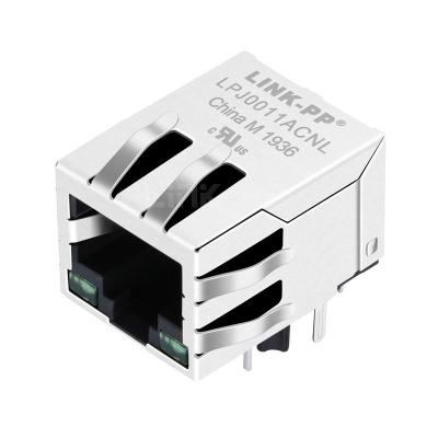 China LPJ0011ACNL 10/100 Base-T 8P8C RJ45 Magnetische Jack Tab Down Groen/Groene LED Te koop