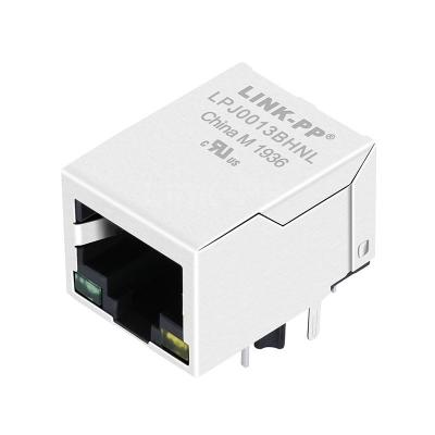 China LPJ0013BHNL 10/100 Base-T Shielded RJ45 Modular Connector Groen/Geel LED Tab Down Te koop