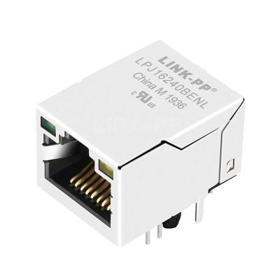 中国 LPJ16240BENL 100 ベース-T タブアップ グリーン/イエロー LED 1x1 ポート 右角 PoE RJ45 産業コネクタ 販売のため