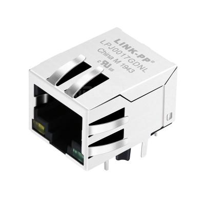 中国 LPJ0017GDNL 10/100 Base-T Tab Down 黄色/緑色 LED 8P8C PoE RJ45 女性コネクタ 販売のため