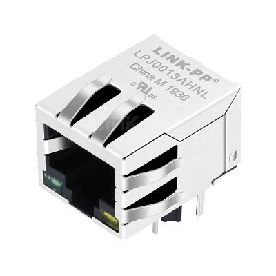 China LPJ0013AHNL 100 Base-T Magjack Ethernet RJ45 Connector Single Port Groen/Geel Led Te koop