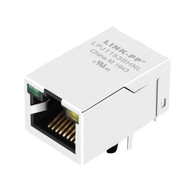 Cina LPJ1153BHNL 10/100 Base-T Single Port RJ45 POE Magnetic Jack Tab Up Verde/Giallo Led in vendita
