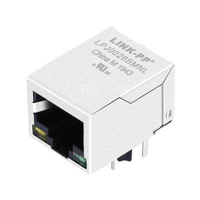 Cina LPJ0026BMNL 10/100 Base-T Tab Down Giallo/Verde Led Single Port 8P8C RJ45 Jack in vendita