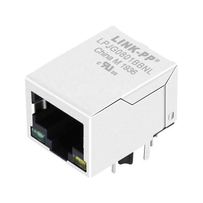 中国 LPJG0801BBNL 10/100/1000 ベース-T タブダウン RJ45 モジュラルのコネクタ グリーン/イエロー LED 販売のため