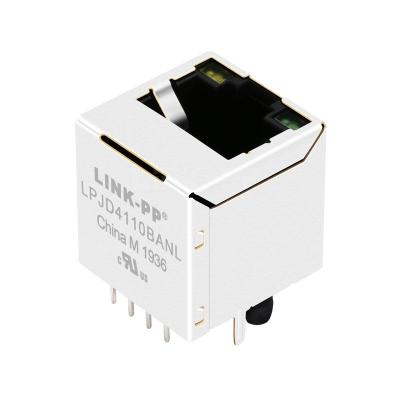 China Hanrun HR951180AE Compatibel LINK-PP LPJD4110BANL 10/100 Base-T Gele/Groen LED Verticale RJ45 Connector Port Te koop