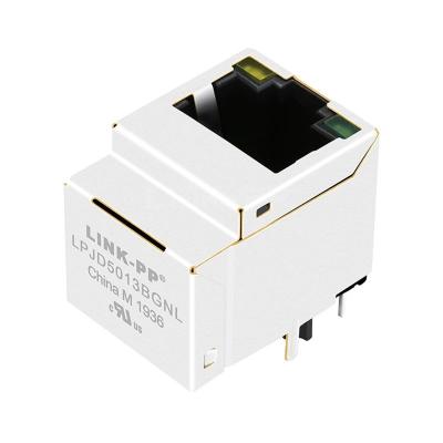 China TJLC-001TA1 Compatibele LINK-PP LPJD5013BGNL 10/100 Base-T gele/groene gele verticale RJ45 Ethernet-connectoren Te koop
