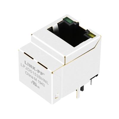中国 LPJD5153BHNL 10/100 Base-T Vertical RJ45 マグネット ジャック PoE グリーン/イエロー LED 販売のため