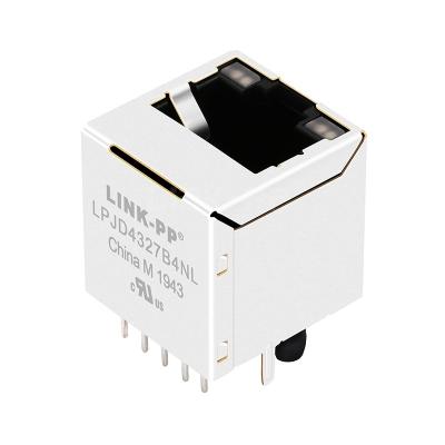 China LPJD4327B4NL 10/100 Base-T POE Conector vertical RJ45 integrado con LEDs verde y amarillo en venta