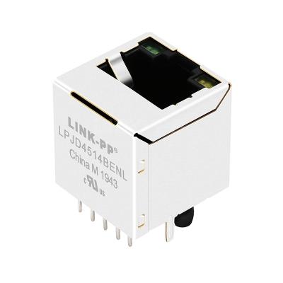 China LPJD4514BENL 10/100 Base-T Conector VOIP integrado vertical POE RJ45 con LED verde/amarillo en venta