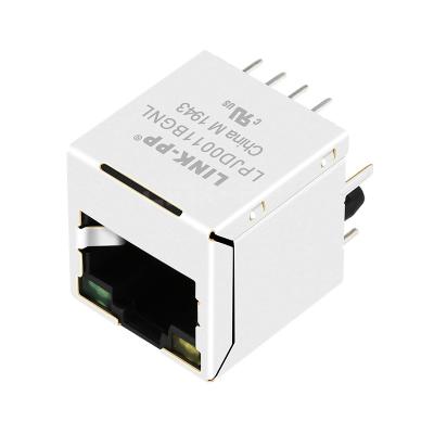中国 LPJD0011BGNL 10/100 Base-T Vertical RJ45 コンネクタ 黄色/緑色のLED付きTHT溶接器 販売のため