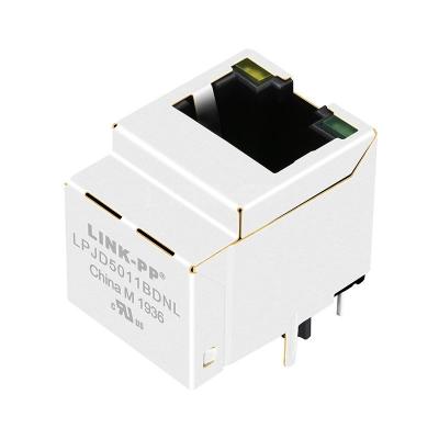 中国 LPJD5011BDNL 10/100 ベースT垂直RJ45コネクタ トップエントリー 黄色/緑色 LED 販売のため