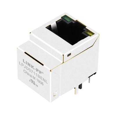 Cina Tyco 1840417-2 Compatibile LINK-PP LPJD0711BENL 10/100/1000 Base-T Verde/Giallo LED Verticale RJ45 Femminile connettore PCB in vendita