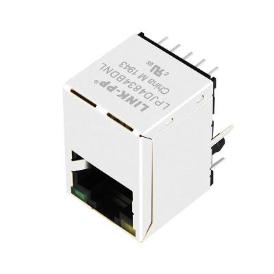 Cina LPJD4834BDNL 10/100/1000 Base-T giallo/verde LED LAN Ethernet verticale RJ45 Jack in vendita