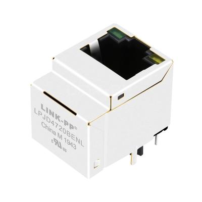 中国 LPJD4720BENL 100/1000 Base-T Vertical RJ45 女性PCBコネクタ グリーン/イエローLED 販売のため