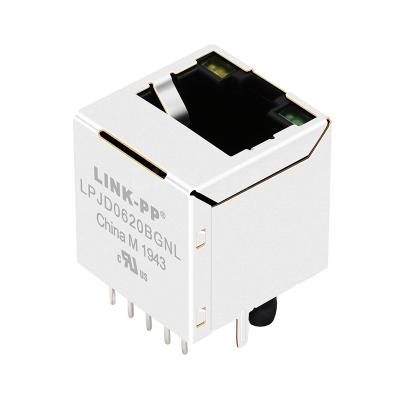 中国 LPJD0620BGNL 10/100/1000 ベースT垂直RJ45 女性コネクタ 黄色/緑のLED 販売のため