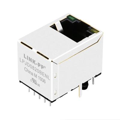 中国 LPJD0820BENL 1000 Base-T RJ45 緑/黄色のLED付き垂直ジャック 販売のため