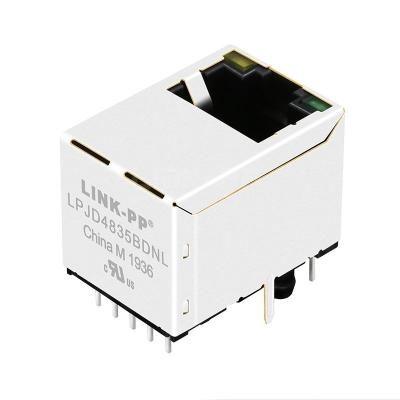 中国 LPJD4835BDNL 1000 Base-T 垂直統合RJ45 ジャック 黄色/緑色 LED 販売のため