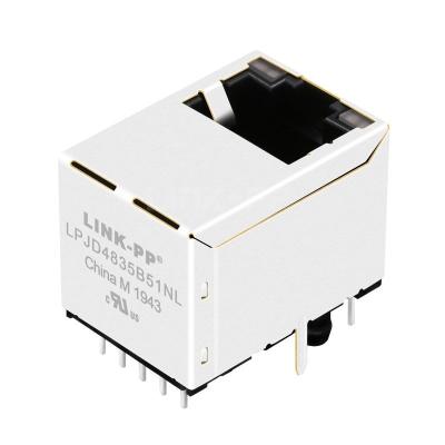 中国 LPJD4835B51NL RJ45 垂直イーサネットジャック 10/100/1000 ベースT グリーン&イエロー/イエロー&グリーン LED 販売のため