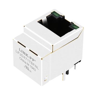 China Halo HFJV1-E1G06-L11RL Compatible con LINK-PP LPJD4717BFNL 1000 Base-T RJ45 Conector magnético vertical LEDs verdes y verdes en venta