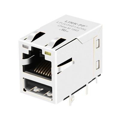 中国 Belfuse 08211X1T36-F 互換 LINK-PP LPJU3401AONL 10/100 ベース-T タブアップ オレンジ&グリーン/イエロー LED 単一USB RJ-45 コネクタ モジュール 販売のため