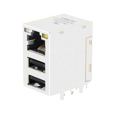 China Impulso JW0-0013NL Compatible LINK-PP LPJU5303BONL 100/1000 Base-T Tab Up doble conector USB RJ45 LED verde y naranja / amarillo en venta