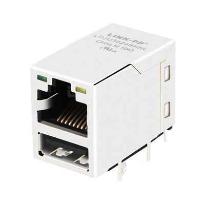 China LPJU3024BHNL 1000 Base-T Conector femenino integrado RJ45 con un solo USB en venta