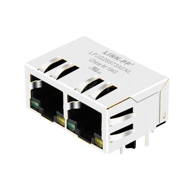 中国 Halo HFJ12-1G16ER-L12RL コンパティブル LINK-PP LPJG26973AENL 100/1000 ベース-T グリーン/イエロー LED タブダウン 1x2 ポート イーサネット RJ45 ジャック 販売のため