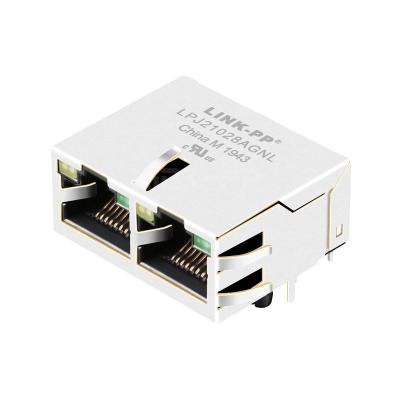 中国 LPJ21028AGNL 10/100 ベース-T タブアップ 1x2 ポート RJ45 マグネットコネクタ 販売のため