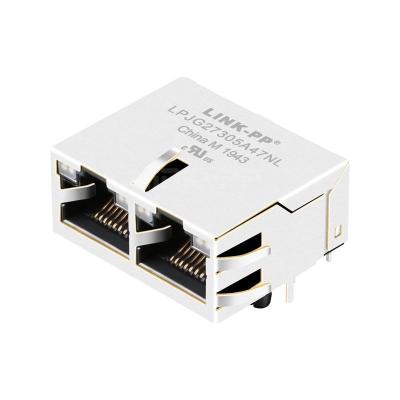 中国 LPJG27305A47NL 10/100/1000 ベース-T タブアップ 1x2 ポート RJ45 モジュール式ジャック 販売のため