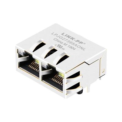 中国 LPJG27395AONL 10/100/1000 ベース-T 1x2 ポート リード付き RJ45 女性接続器 販売のため