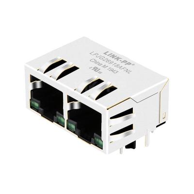 Cina LPJG26918AFNL 100/1000 Base-T 10p8c Tab Down Verde/Verde LED 1x2 Port RJ45 connettore in vendita