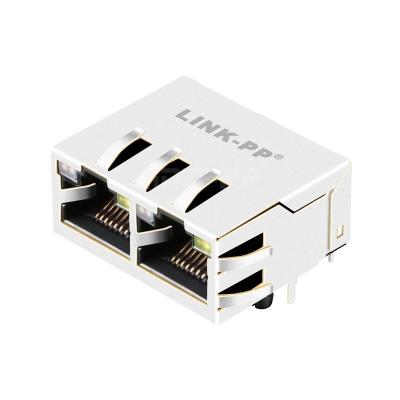 Cina Belfuse 0826-1X2T-HT-F Compatibile LINK-PP 2.5G Base-T Tab Up 1x2 Port POE RJ45 connettore verde e arancione / giallo LED in vendita