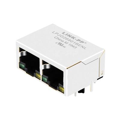 Cina LPJG26901BENL 100/1000 Base-T 1x2 Port RJ45 Female Connector Tab Down Verde/Giallo LED in vendita